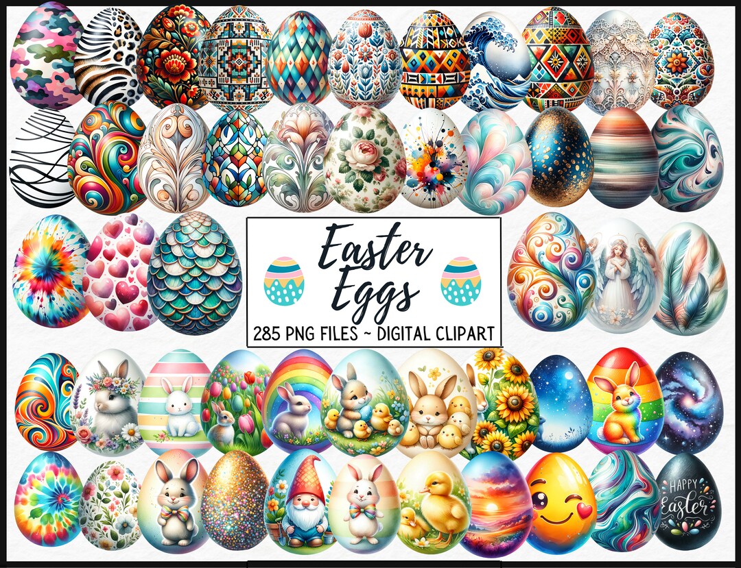 Watercolor Easter Eggs Clipart, Easter Rabbit, Painted Easter Cute ...