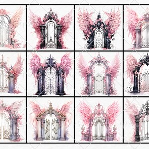 Pink Gothic Angel Gates Clipart - Ethereal Doors, Fantasy Heaven ...