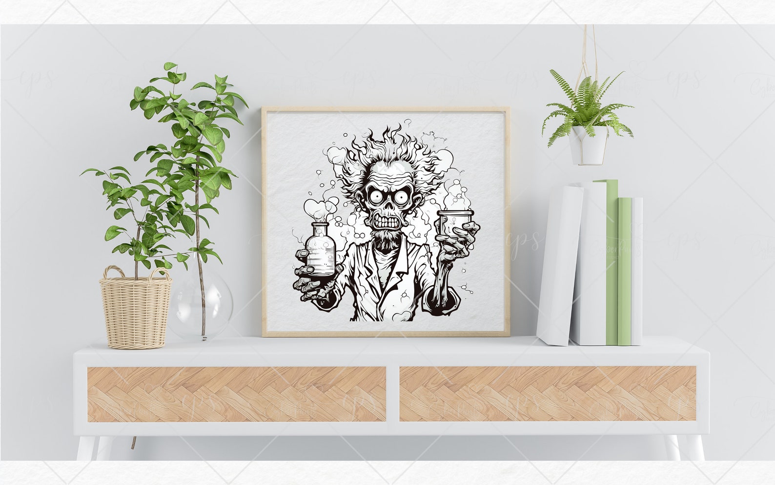Mad Scientist Zombie, Undead PNG Zombie Printables, Junk Journal ...