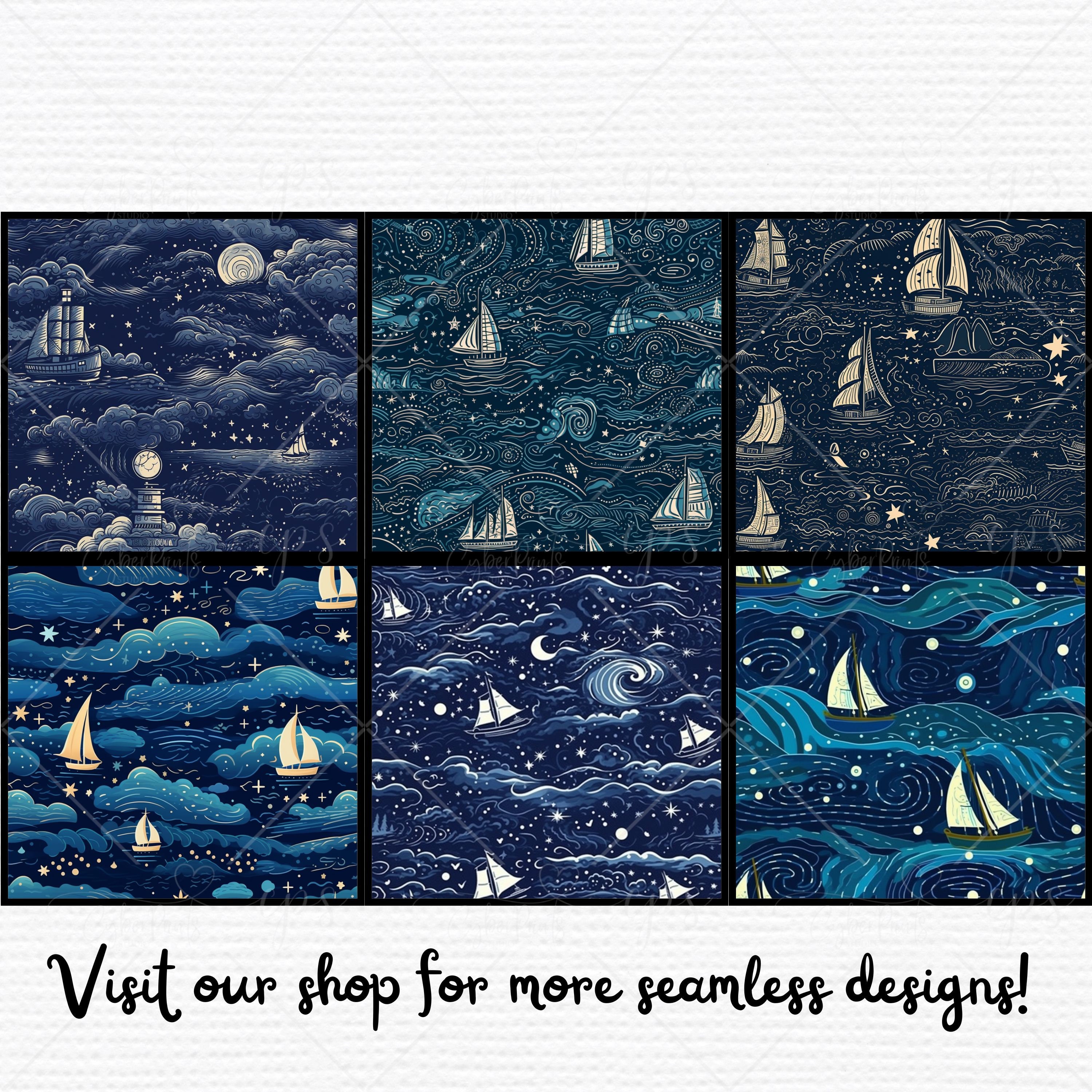 Blue Nautical Digital Paper, Nautical Seamless Ocean Pattern, Sea ...