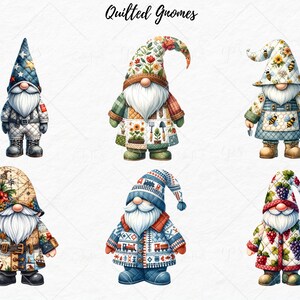 Quilted Gnomes Watercolor Clipart, Whimsicle, Hearts, Cute Whimsical ...