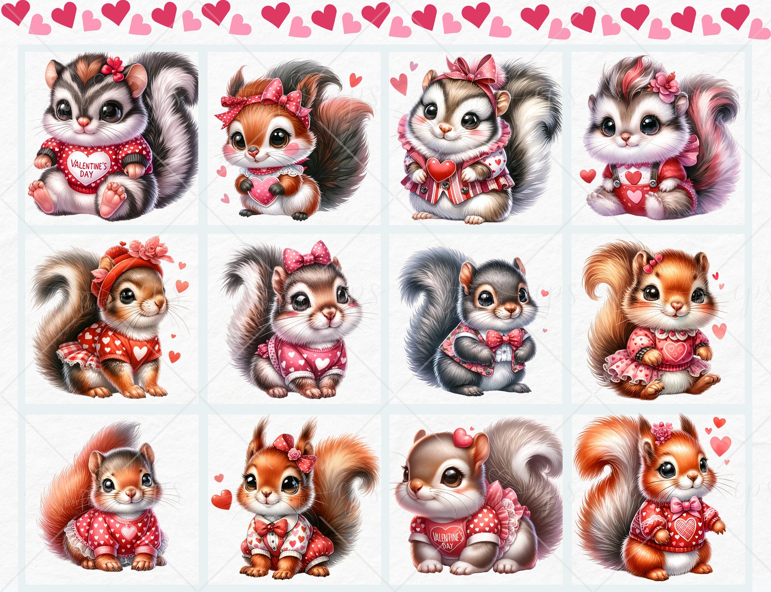 Valentine Squirrel Clipart Bundle Sublimation Bundle for - Etsy