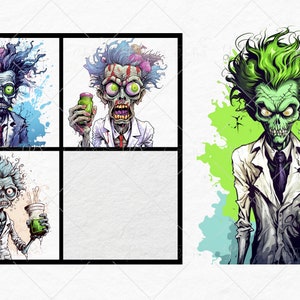 Mad Scientist Zombie, Undead PNG Zombie Printables, Junk Journal ...