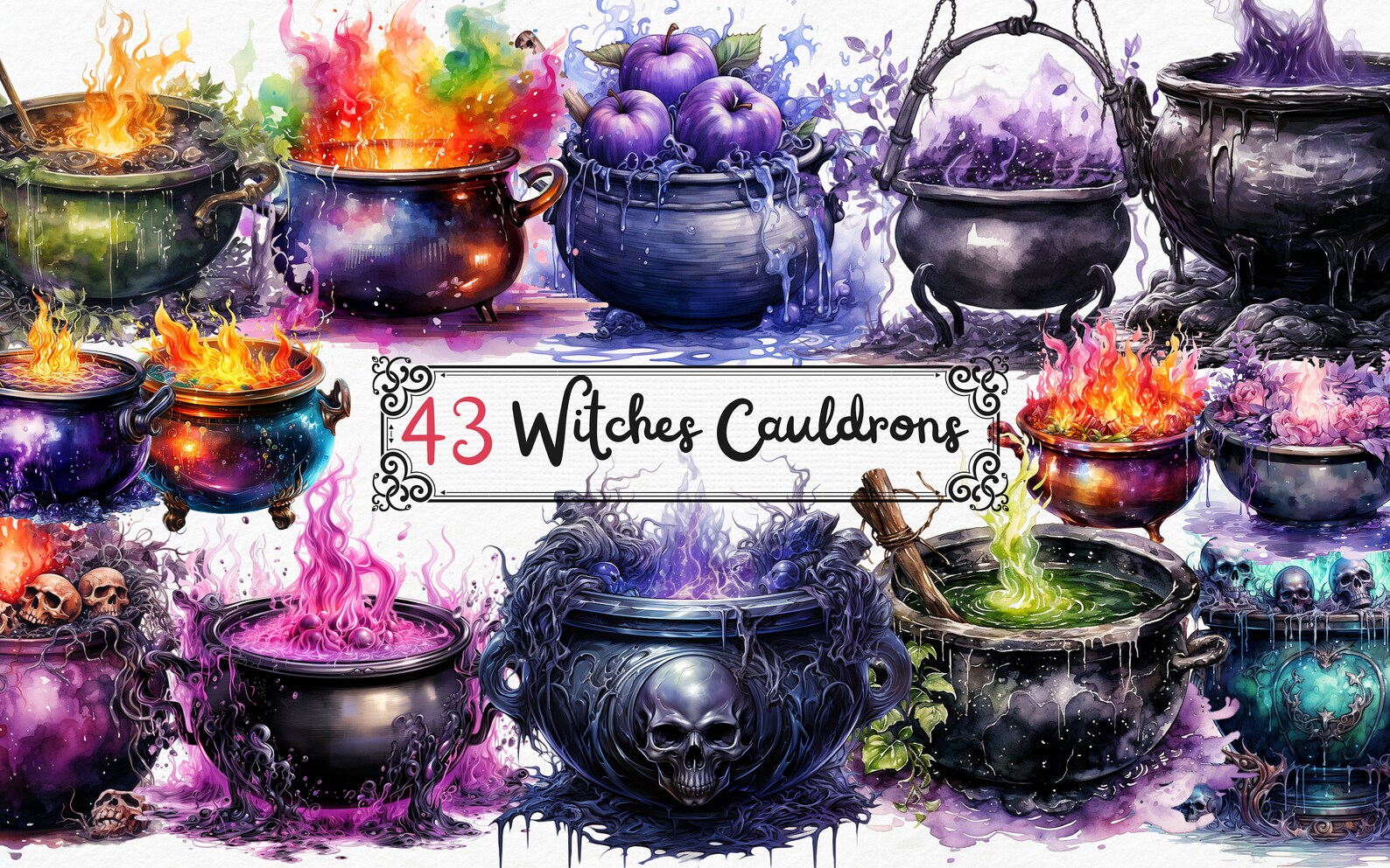 Cauldrons Watercolor Clipart Bundle PNG Fairytale Images - Etsy