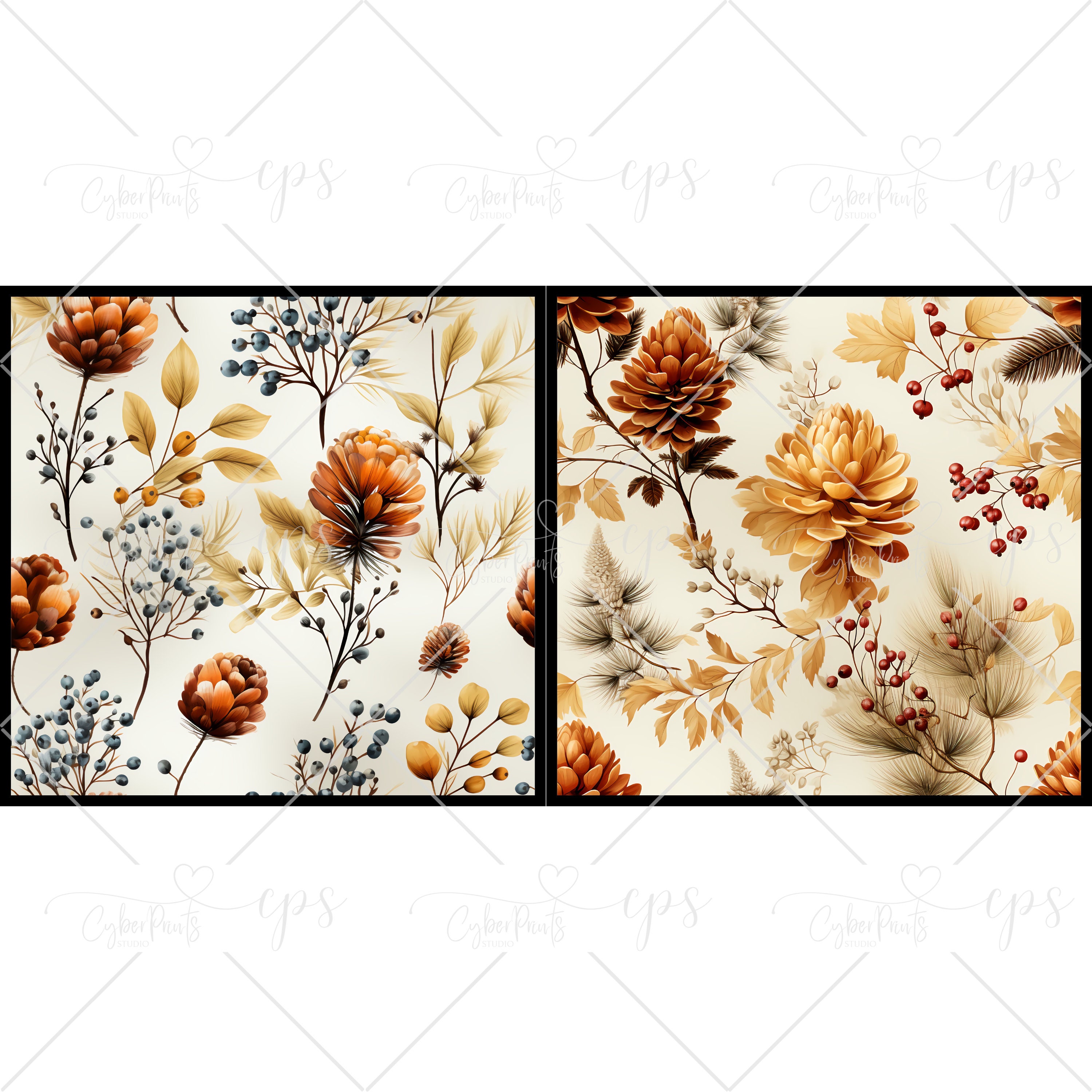 Watercolor Autumn Foliage Patterns Digital Paper Seamless - Etsy