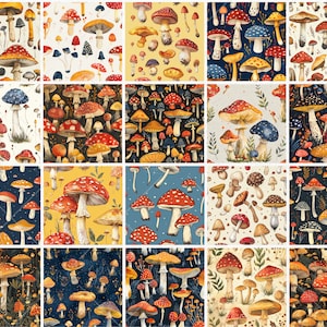 Watercolor Mushrooms SEAMLESS Patterns - Mushrooms Digital Paper ...