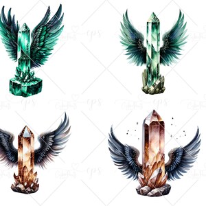 Watercolor Crystal Wings Clipart - 28 Celestial Pngs With Angel Wings ...