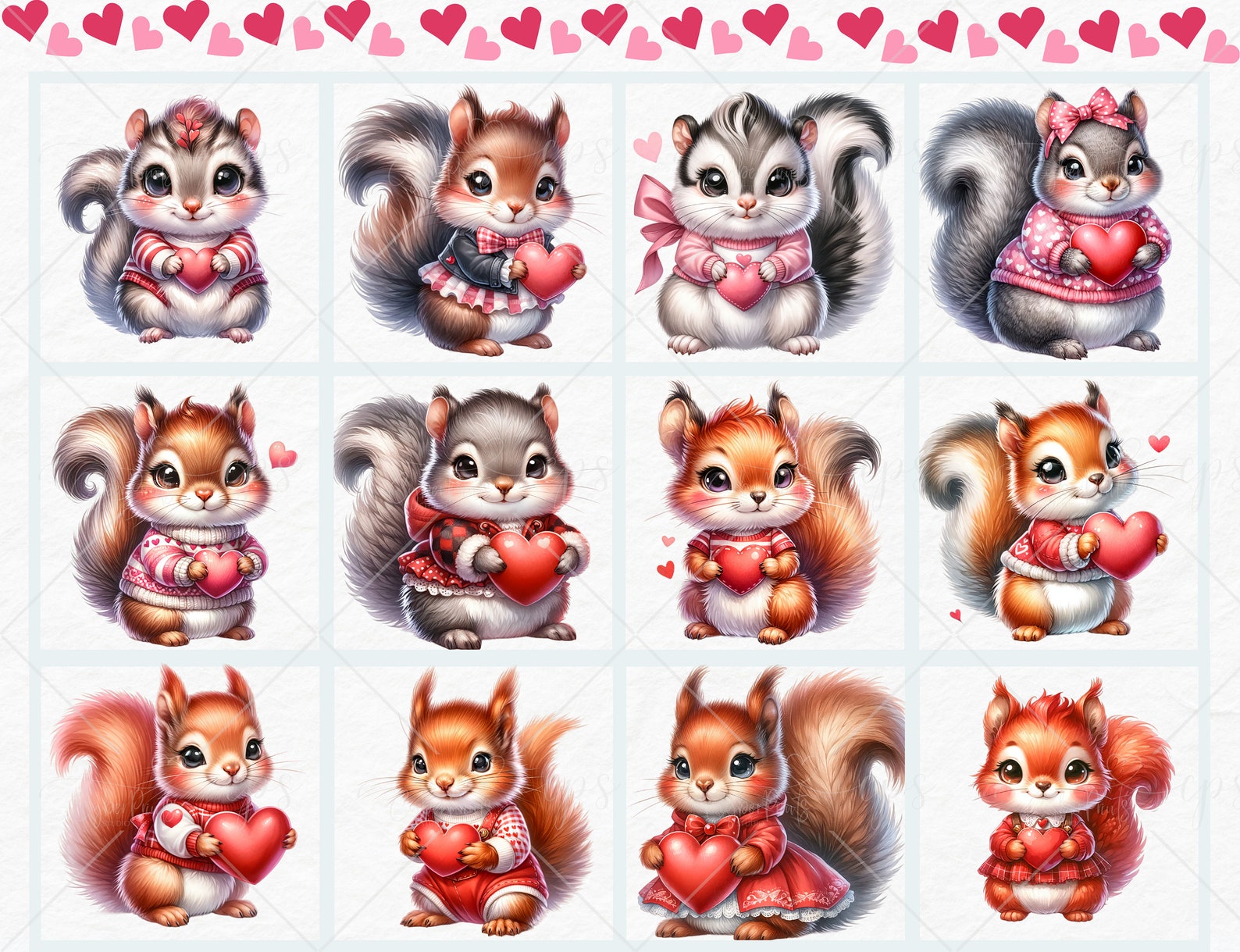 Valentine Squirrel Clipart Bundle Sublimation Bundle for - Etsy