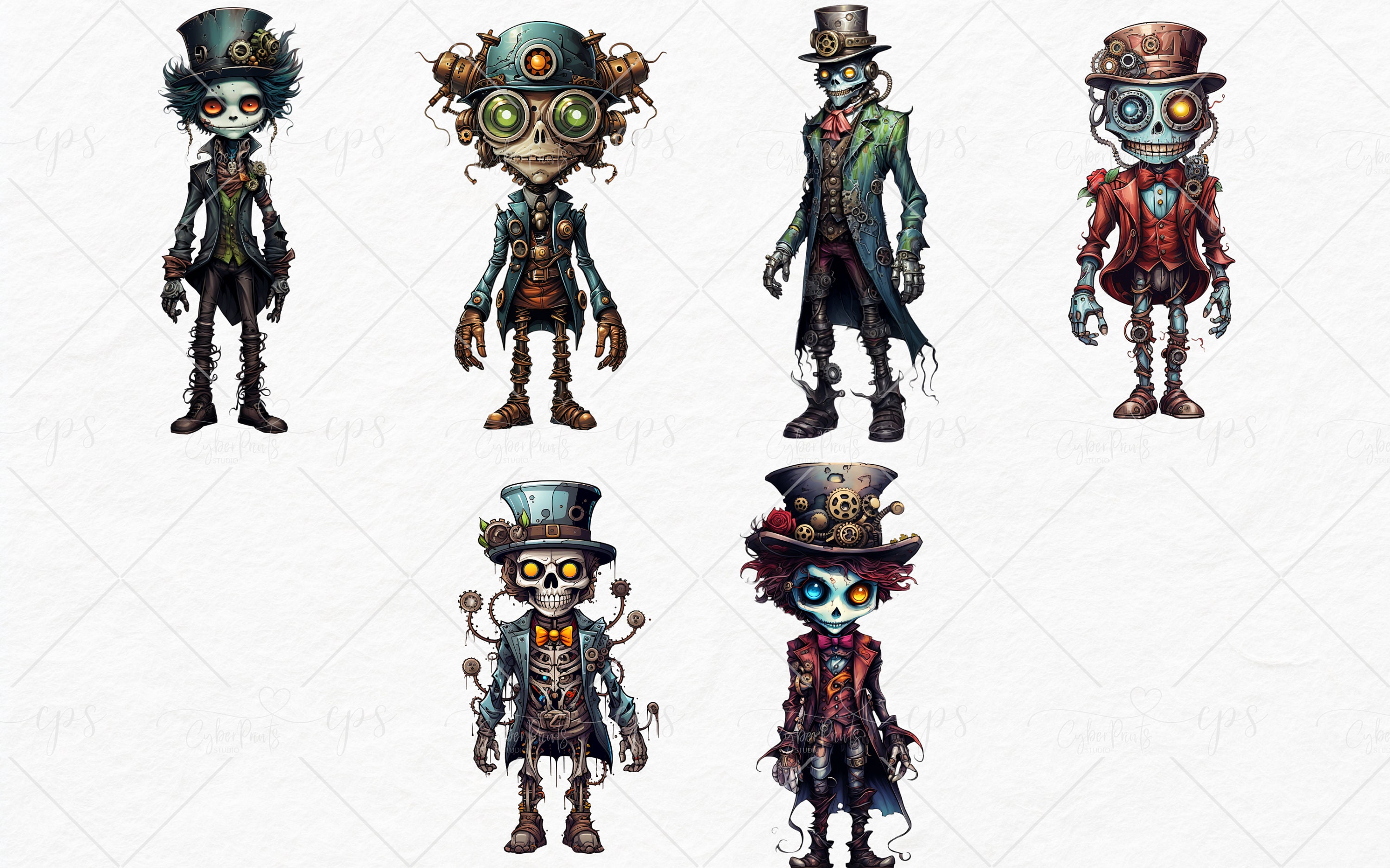 Steampunk Zombie Clipart, PNG Steampunk Printables, Junk Journal ...