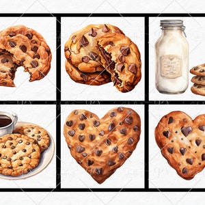 CHOCOLATE CHIP COOKIE Clipart Bundle Png Sweets - Watercolor - Baking ...