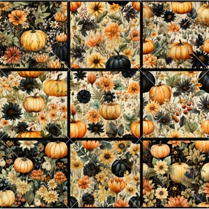 Watercolor Autumn Pumpkin Patterns, Digital Paper, Seamless Autumn ...