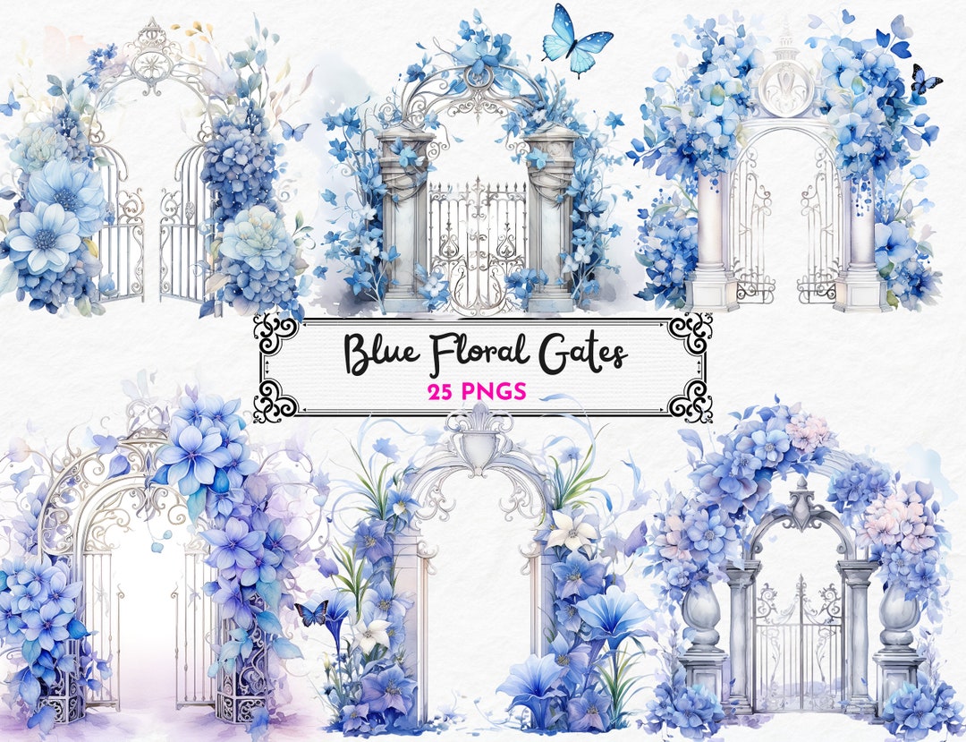 Watercolor Floral Gates- Spring Gates, Summer Gates Watercolor PNG ...