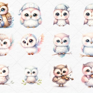 Watercolor Cute Owls Clipart - Nursery Art Watercolor Woodland PNG ...