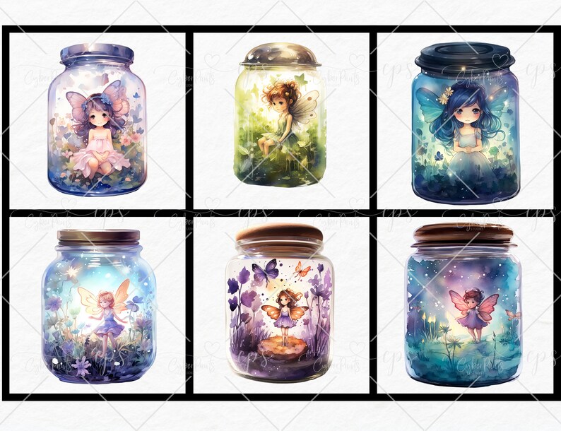 Watercolor Magical Fairy Jars Clipart, Fantasy Clipart, Fairytale ...