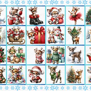 Christmas Cute Reindeer Clipart, Winter Holidays Baby Animals Clipart ...