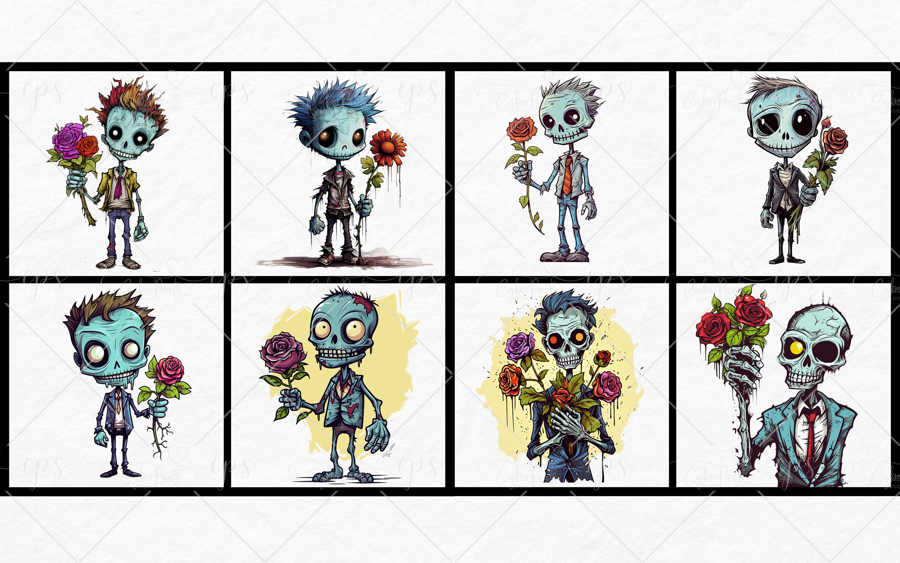 Zombie Clipart, PNG Zombie Printables, Gothic Zombies, Zombie Ephemera ...