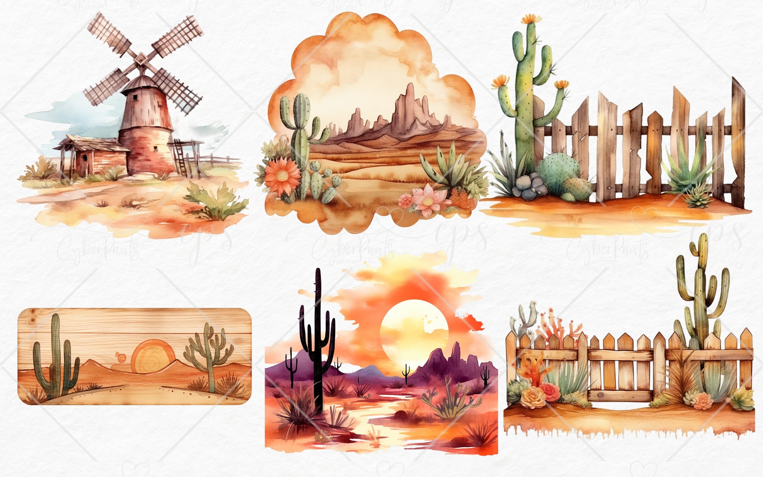 Watercolor Western Clipart Cowboy Clipart Texas Cowboy Ranch - Etsy