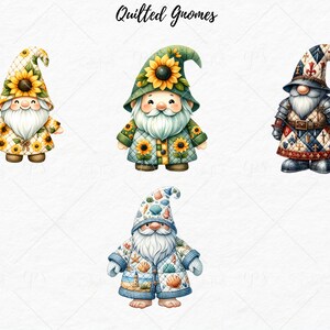 Quilted Gnomes Watercolor Clipart, Whimsicle, Hearts, Cute Whimsical ...