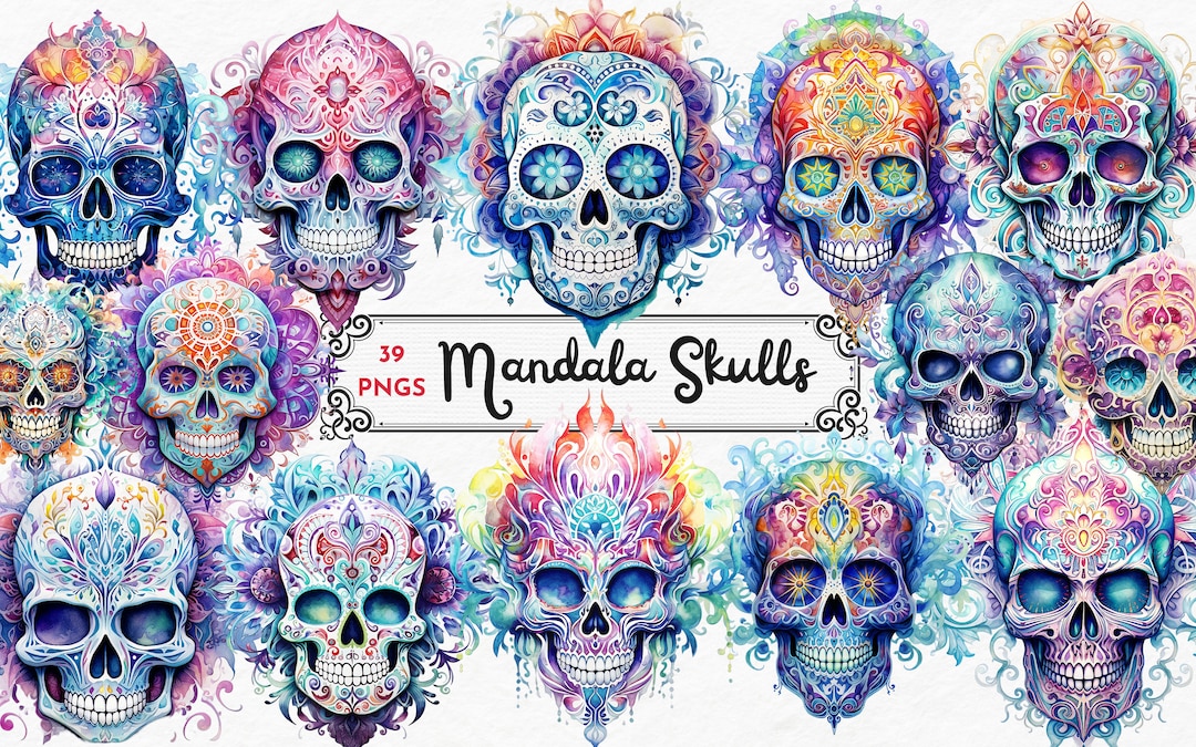Watercolor Mandala Skulls, Mandala-themed Skulls, Sacred Skulls ...