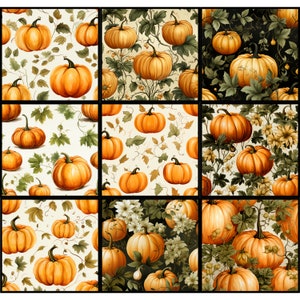 Watercolor Autumn Pumpkin Patterns, Digital Paper, Seamless Autumn ...
