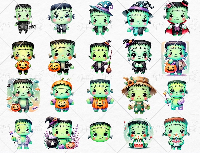 Frankenstein Clipart, Cute High Quality Png Halloween Printables Spooky ...