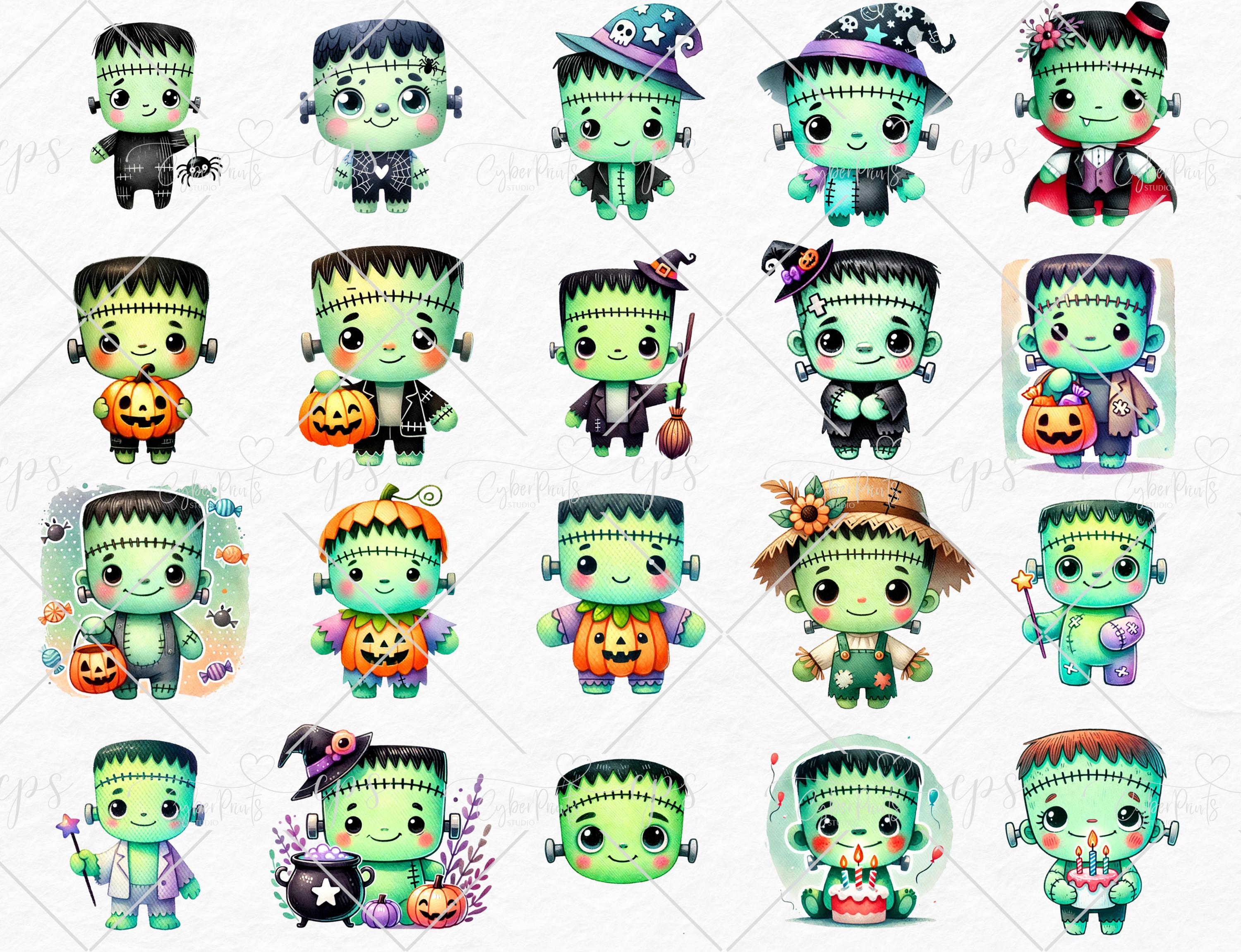 Frankenstein Clipart, Cute High Quality Png Halloween Printables Spooky ...