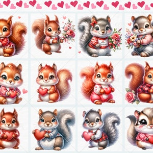 Valentine Squirrel Clipart Bundle - Sublimation Bundle for Valentines ...