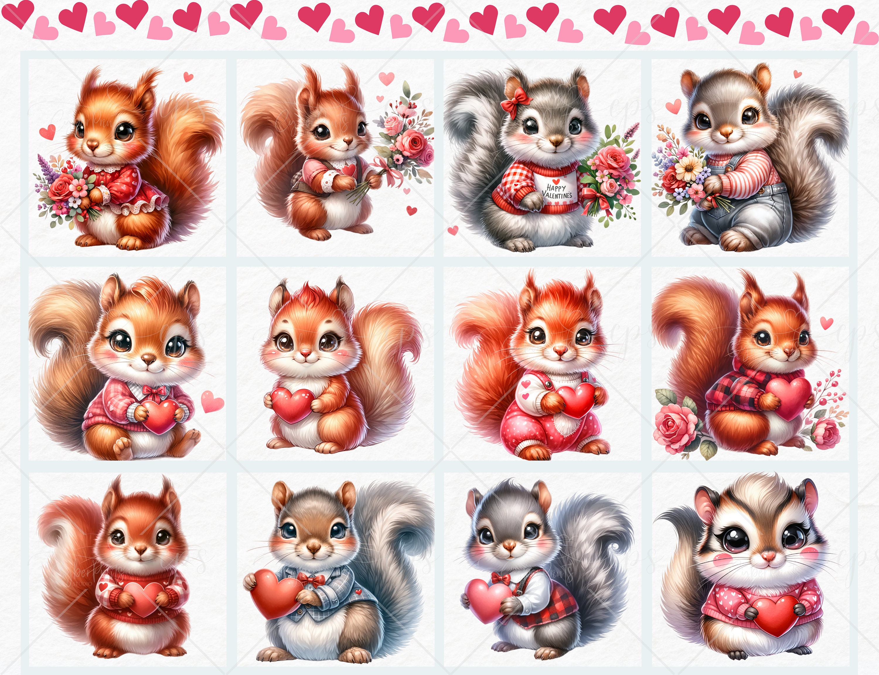 Valentine Squirrel Clipart Bundle Sublimation Bundle for - Etsy