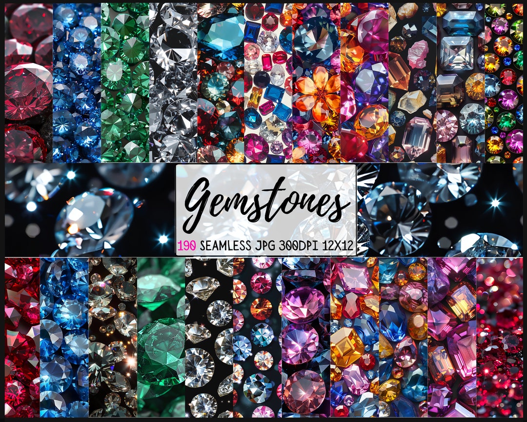 Gemstones Digital Paper, Seamless Pattern, Gems Patterns, Shiny ...