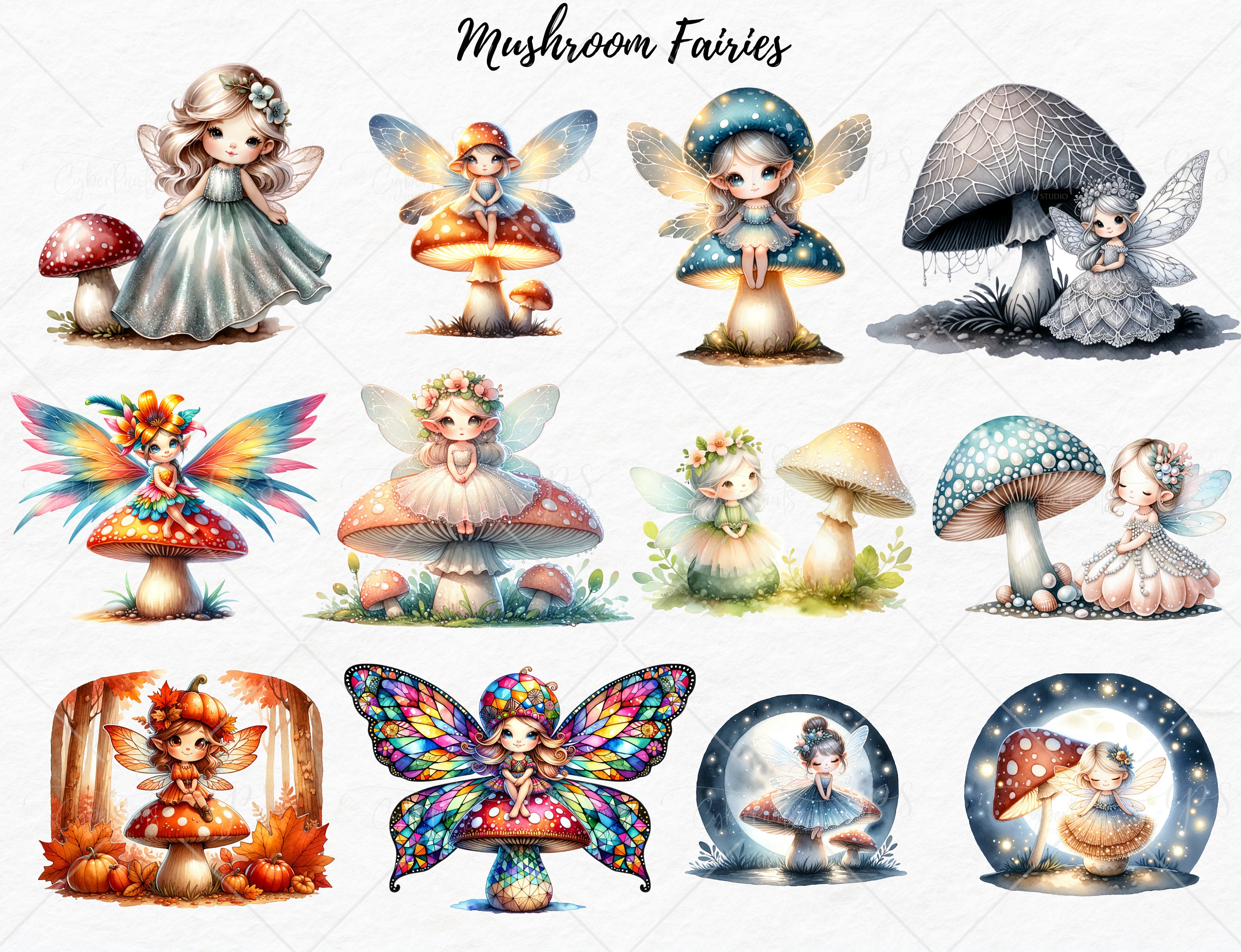 PNG Watercolor Mushroom Fairies Clipart, Enchanted Forest Fairy PNG ...