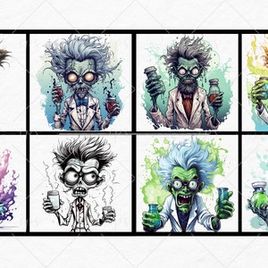 Mad Scientist Zombie, Undead PNG Zombie Printables, Junk Journal ...