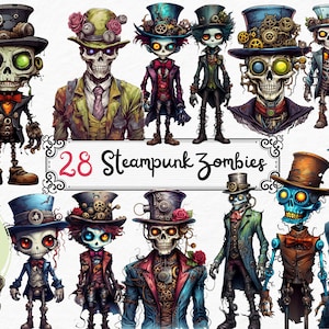 Steampunk Zombie Clipart, PNG Steampunk Printables, Junk Journal ...