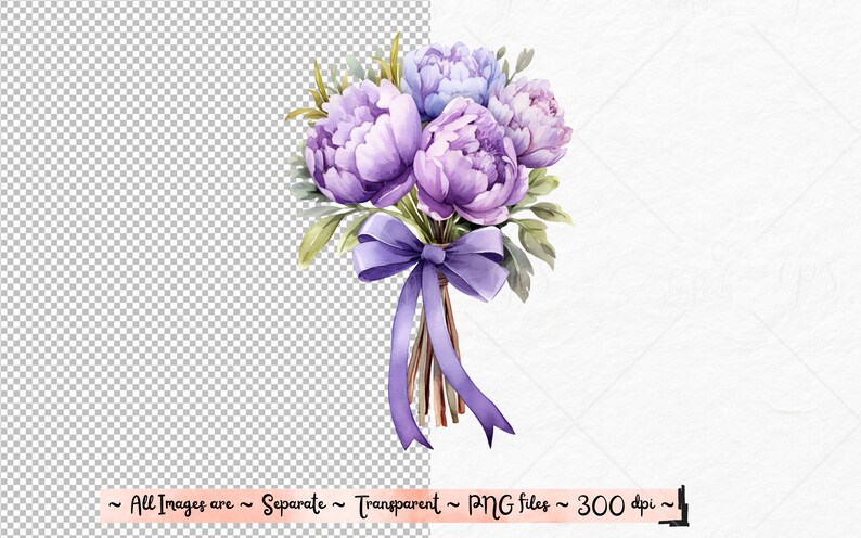 Watercolor Purple Peony Clipart - Peonies in PNG Format Instant ...