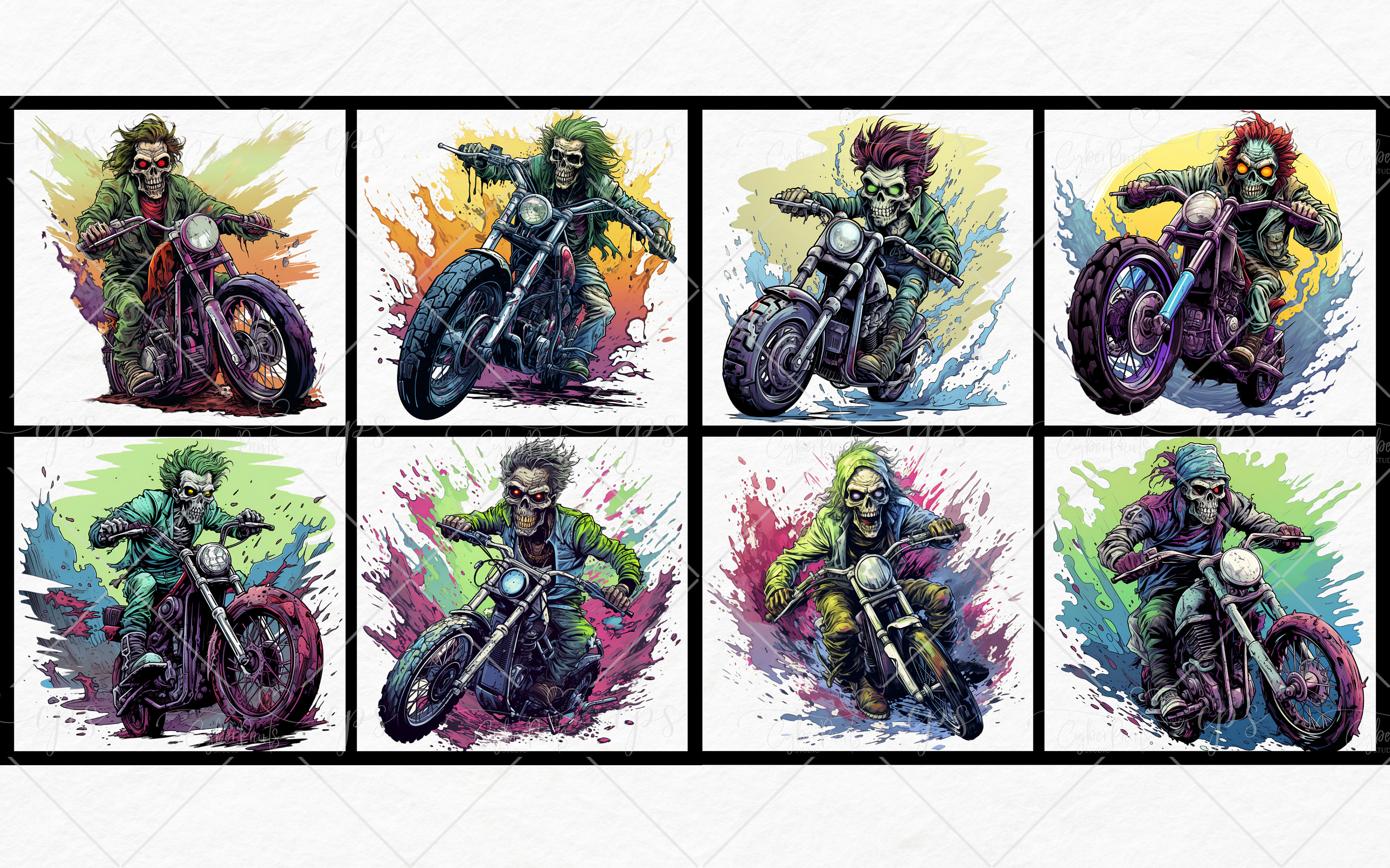 Undead Bikers Clipart, PNG Zombie Printables, Gothic Zombies, Zombie ...