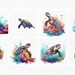Watercolor Sea Turtle Clipart, Cute Nautical Ocean Animals PNG Clip Art ...