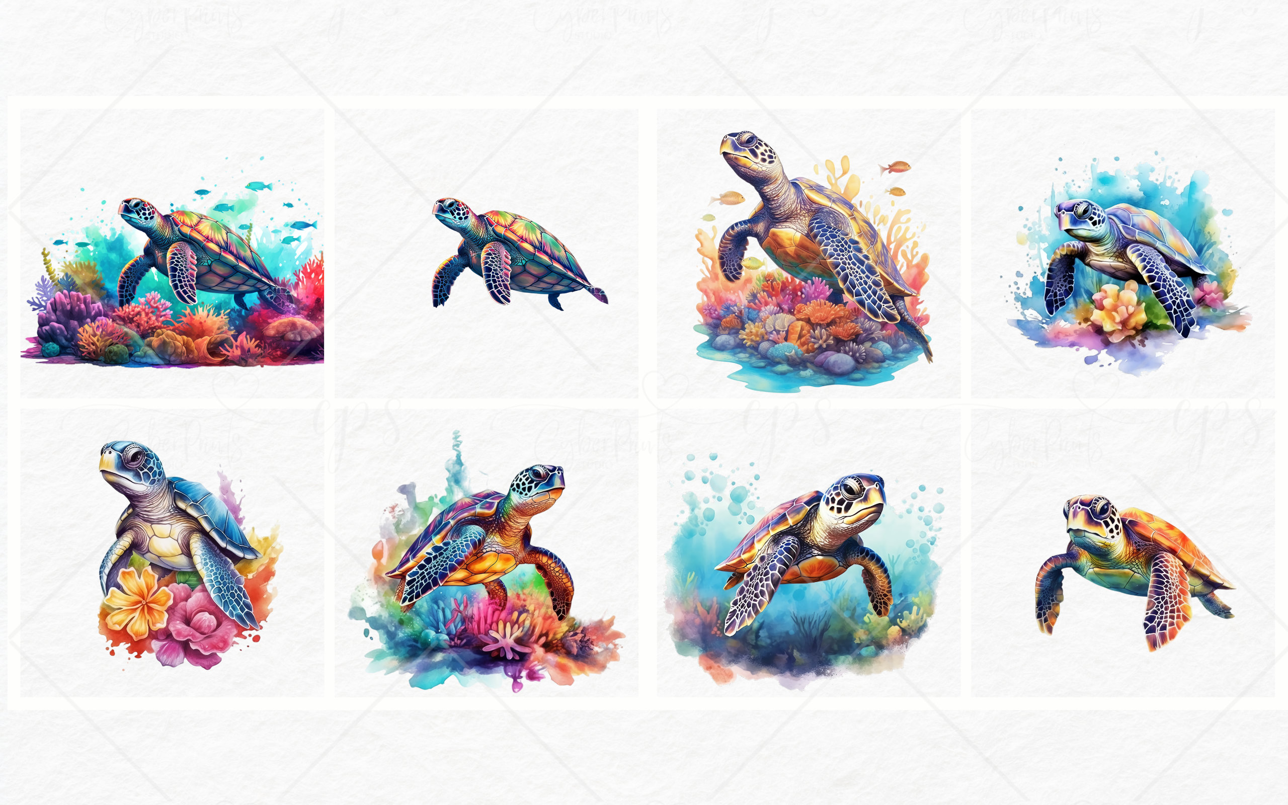 Watercolor Sea Turtle Clipart Cute Nautical Ocean Animals PNG - Etsy