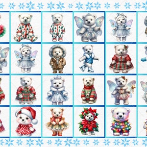 Christmas Polar Bears Clipart - Cute Baby Animals in Outfits, Xmas ...