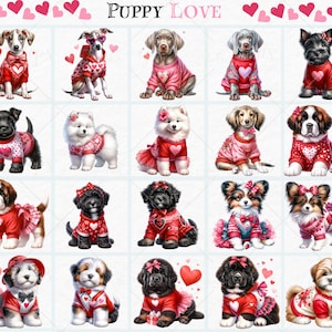 Valentine Dog Clipart Bundle - Puppy Sublimation Bundle for Valentines ...