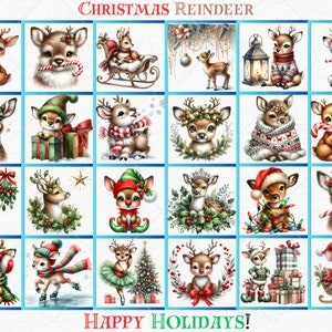 Christmas Cute Reindeer Clipart, Winter Holidays Baby Animals Clipart ...