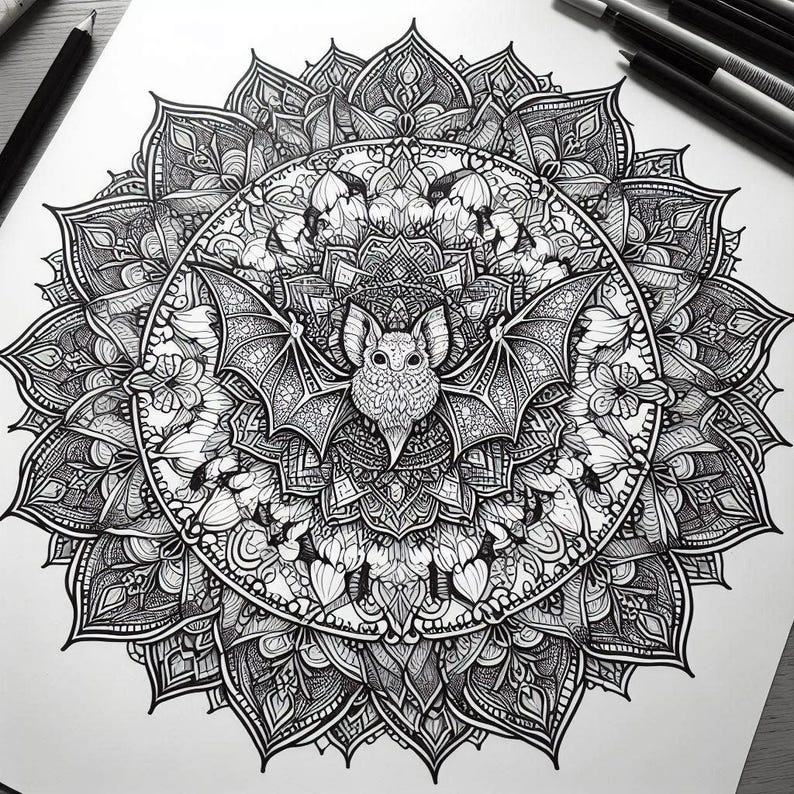 Bat Coloring Pages, Bat Coloring Pages for Adult, Printable Coloring ...