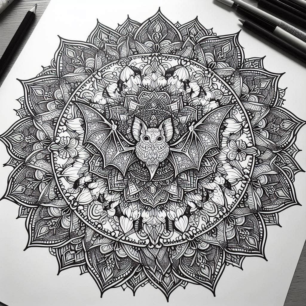 Bat Coloring Pages, Bat Coloring Pages for Adult, Printable Coloring ...
