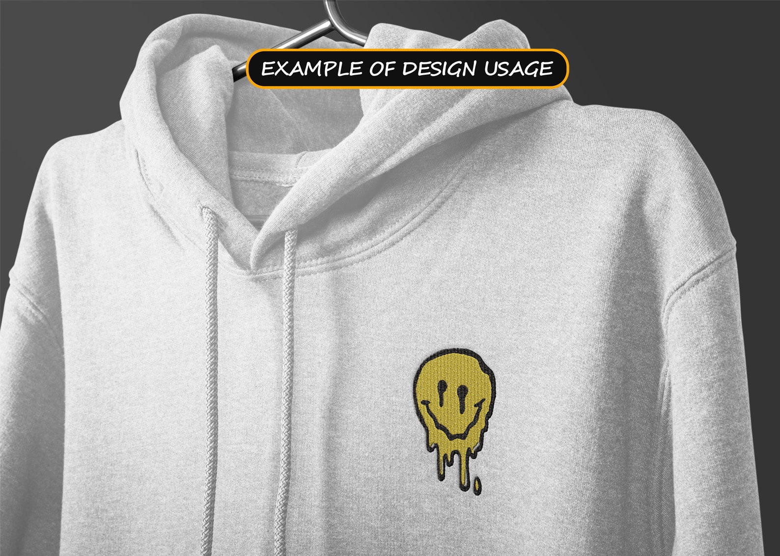 Melting Smiley, Drippy Smile Embroidery Design, Smile Emoji Embroidery ...