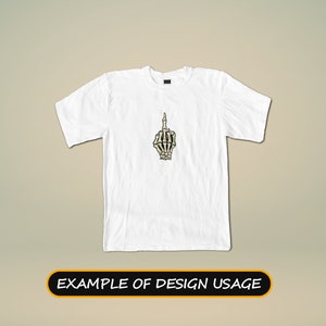 Skeleton Middle Finger Embroidery Design, Skeleton Hand Embroidery ...