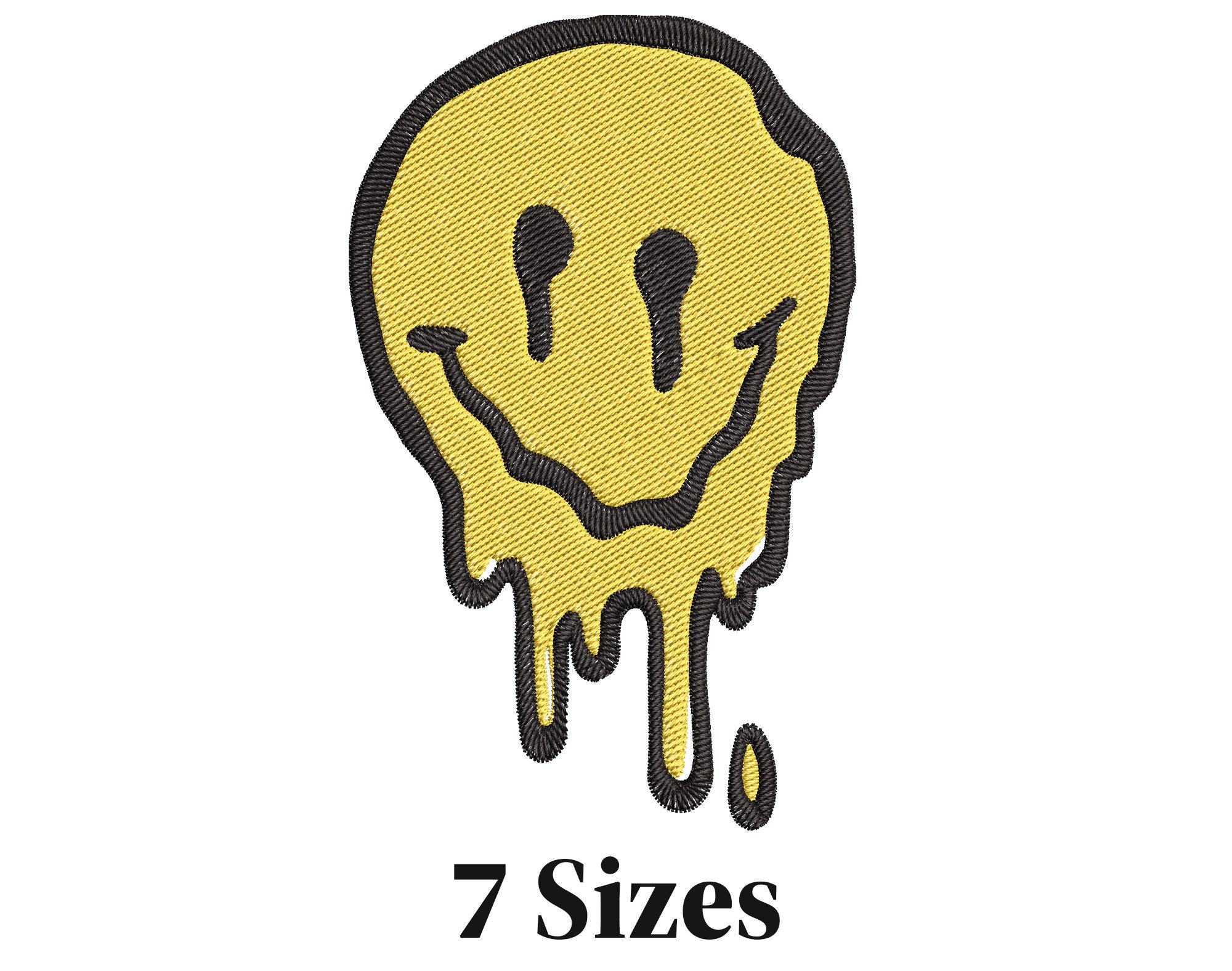 Melting Smiley, Drippy Smile Embroidery Design, Smile Emoji Embroidery ...
