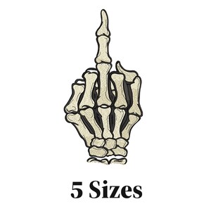 Skeleton Middle Finger Embroidery Design, Skeleton Hand Embroidery ...