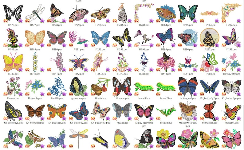 350 Butterflies Embroidery Designs Huge Butterfly Pattern Package ...