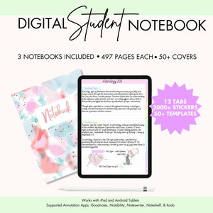 Digital Student Notebook Goodnotes Notability Notebook With 12 Tab ...