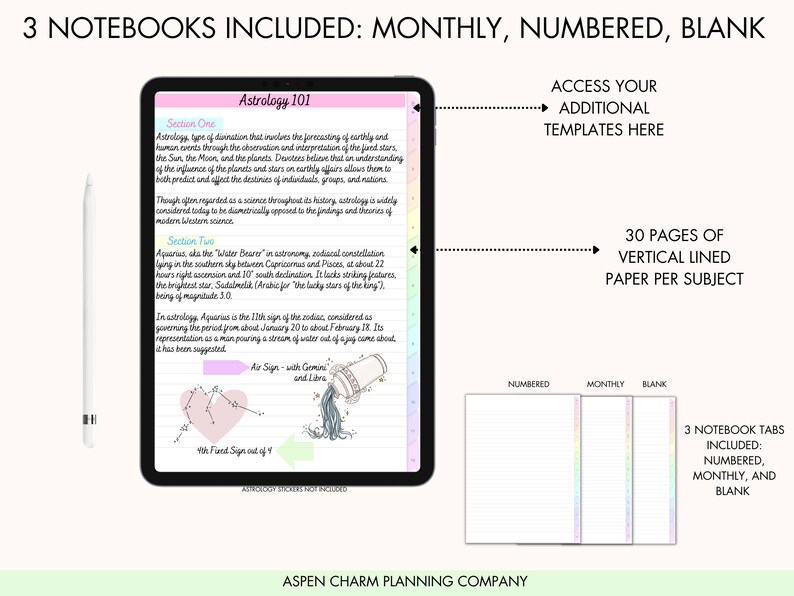 Digital Student Notebook Goodnotes Notability Notebook With 12 Tab ...