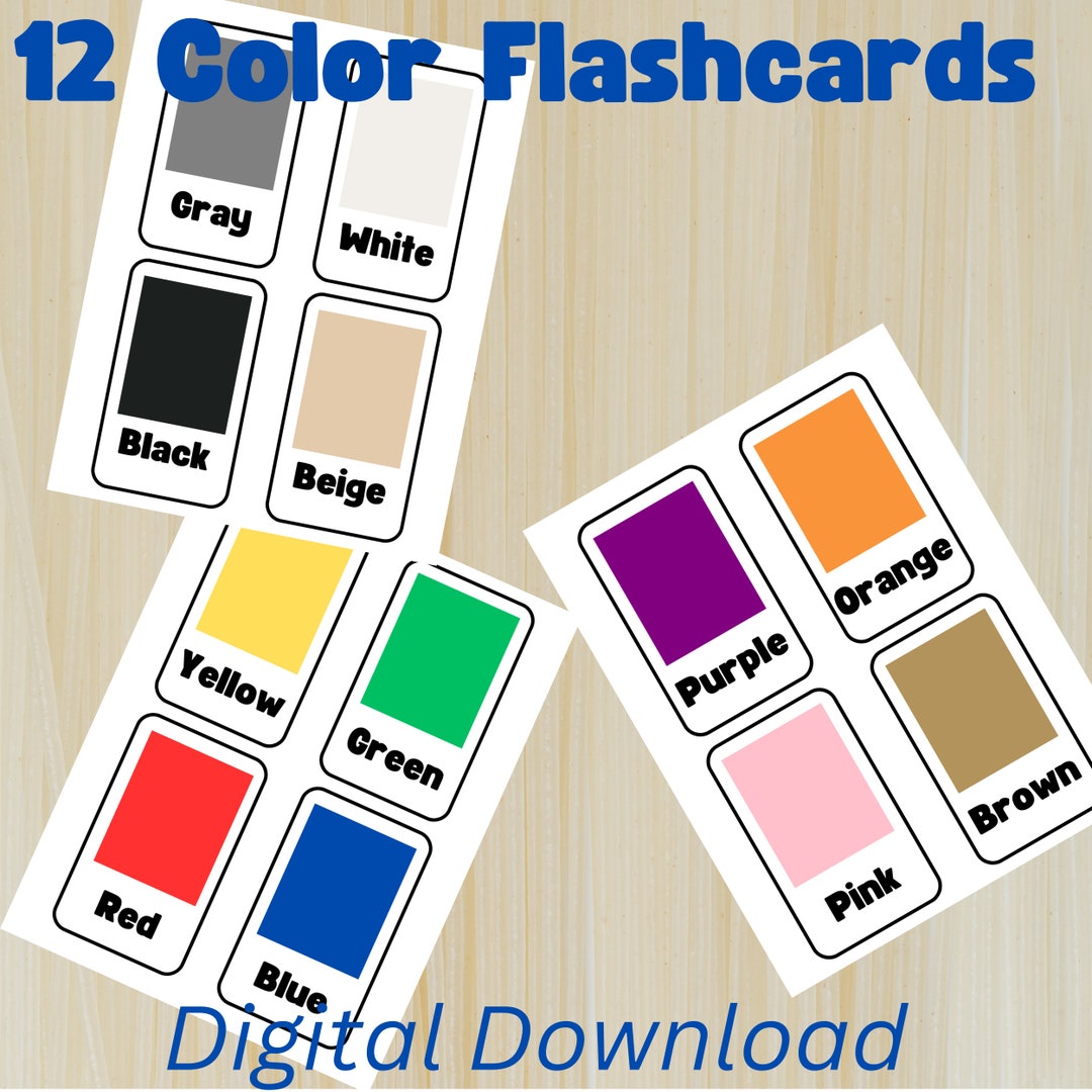 Set of 12 Color Flashcards for Kids Color Learning - Etsy