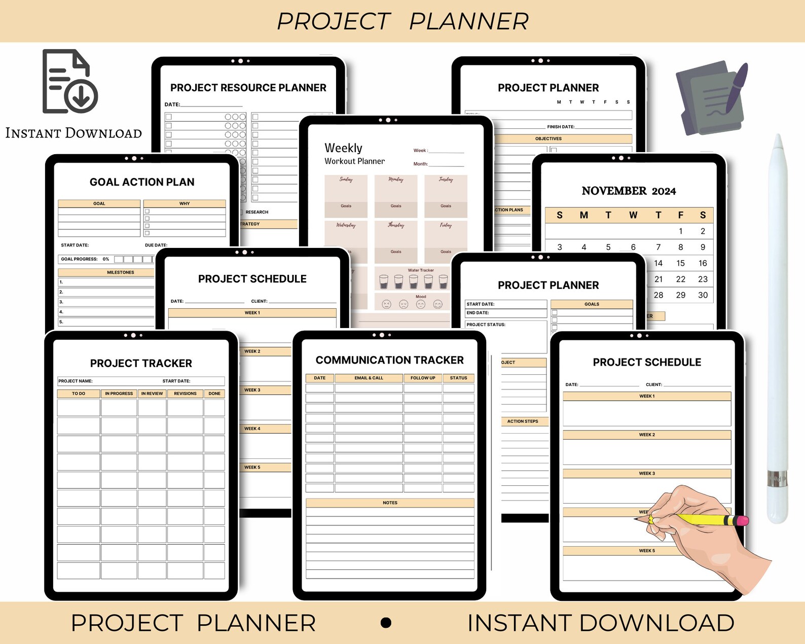 Editable Project Study Plan, Work Planner, Project Planner Business ...